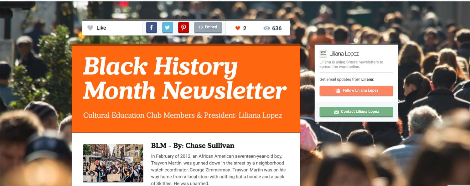 Black History Month Newsletter — Cultural Education Club – The ...